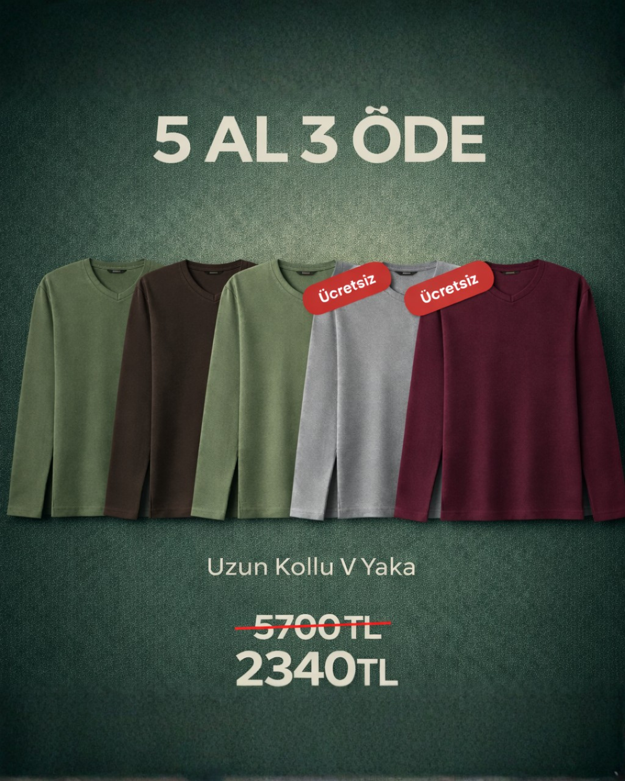 5 Al 3 Öde Uzun Kollu V Yaka | Craftlabel